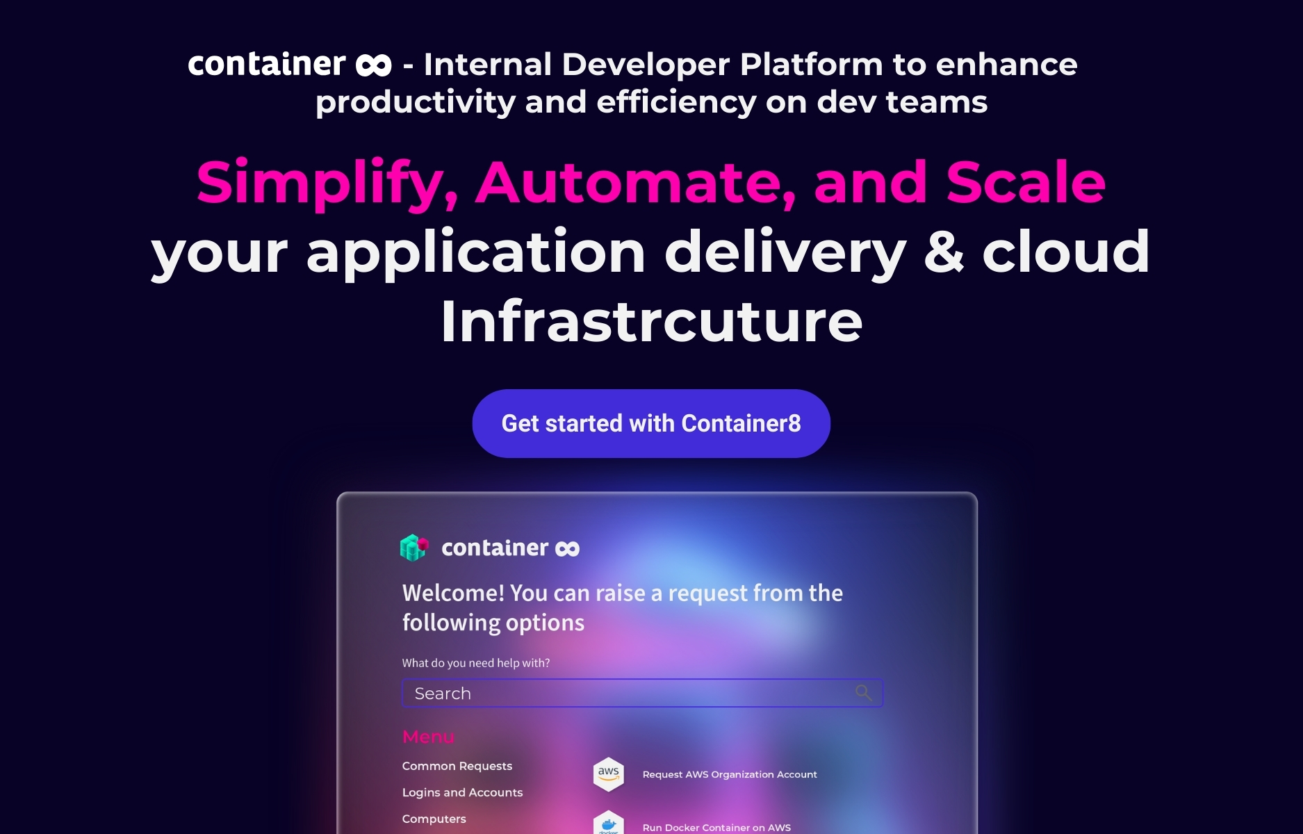 Container8: The Internal Developer Platform to enhance productivity